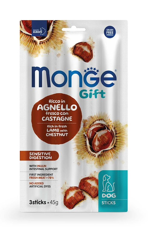 MONGE Gift Dog Poslastica za pse Sensitive Digestion, jagnjetina i kesten, 45g