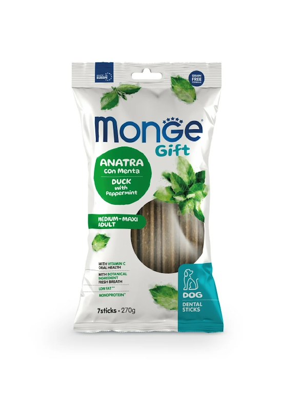 MONGE Gift Dog Poslastica za srednje i velike vrste pasa, patka s nanom, 270g