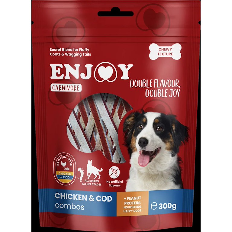 ENJOY Carnivore Poslastica za pse štapići s piletinom i bakalarom, 300g