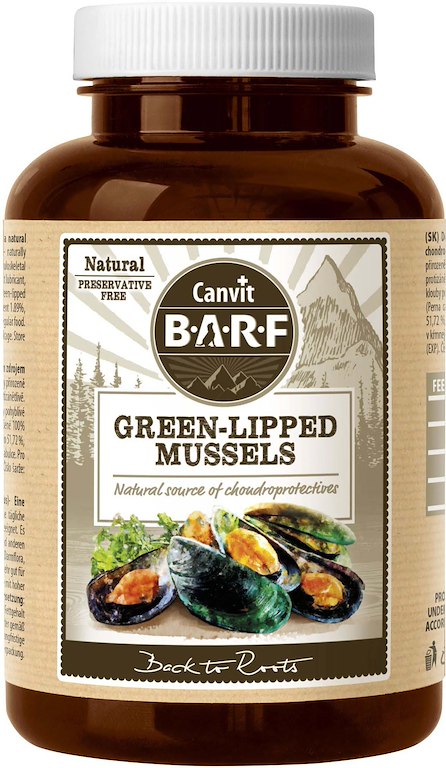 CANVIT Barf Green Lipped Mussel u prahu, za zglobove, za pse i mačke, 180g