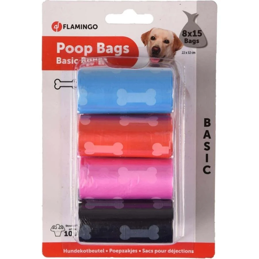 FLAMINGO Higijenske kesice za izmet, sa motivom koskica, 8 rolni x 15 kesica