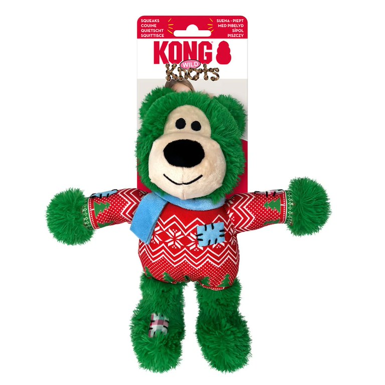 KONG Igračka za pse, novogodišnja, zvučna, meda M/L 24cm