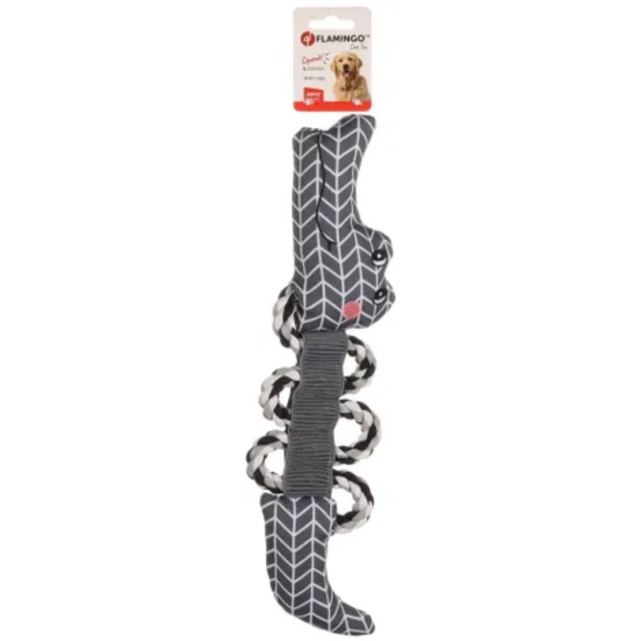 FLAMINGO Igračka za pse Krokodil sa kanapom, Sivi, 44cm