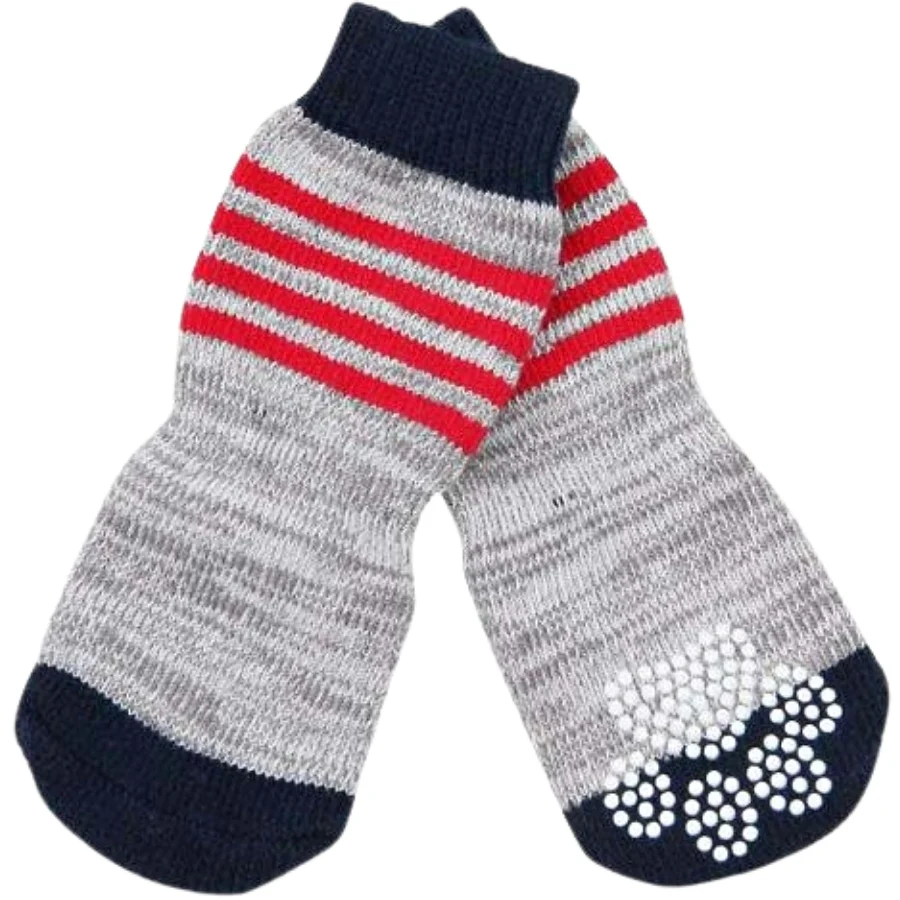 PAWISE Čarapice za pse, antislip, Sive s prugama, 4kom