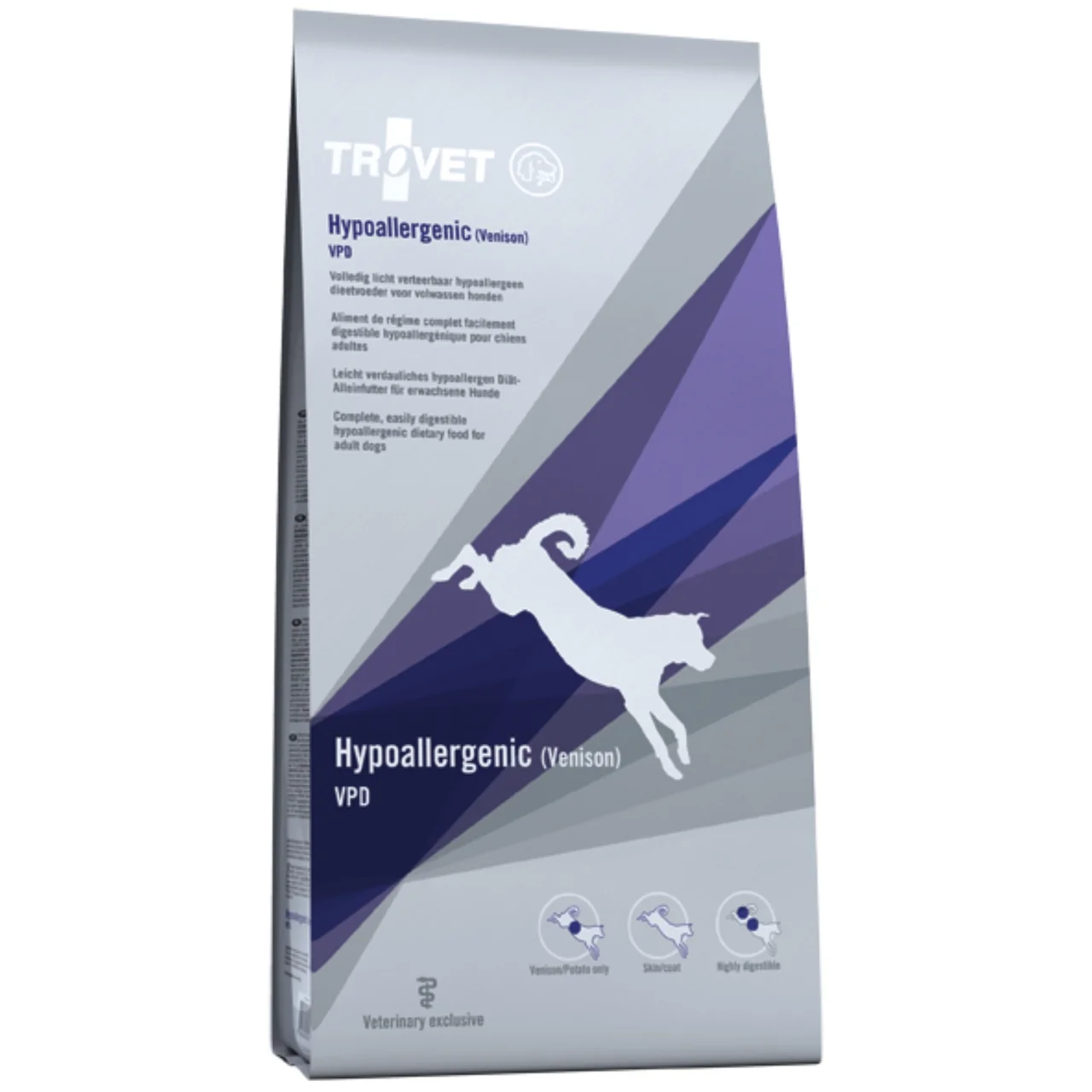 TROVET Dog Hypoallergenic, kod nepovoljnih reakcija na hranu, divljač, 3kg
