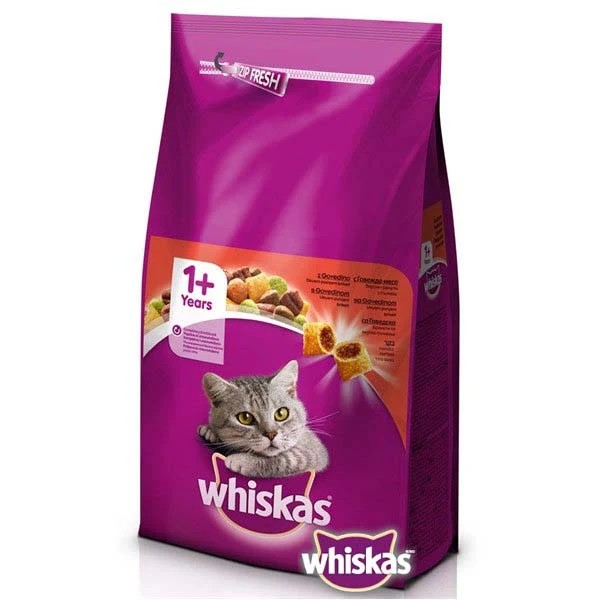 WHISKAS Briketi za mačke Govedina, 1+ godina