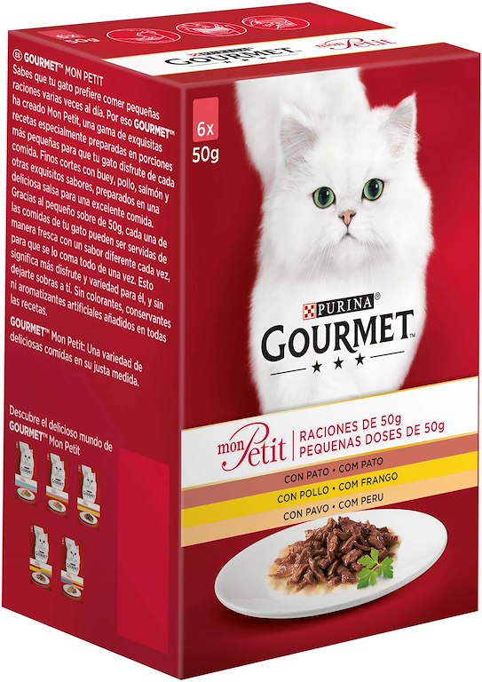 GOURMET Mon Petit Multipack, s piletinom, pačetinom i ćuretinom, 6x50g