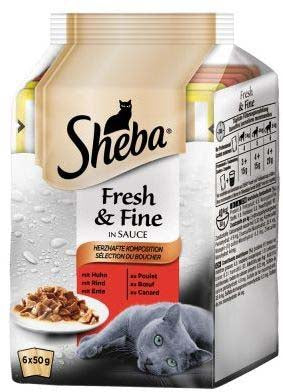 SHEBA Fresh&Fine Multipack za mačke Izbor mesa u sosu, 6x50g