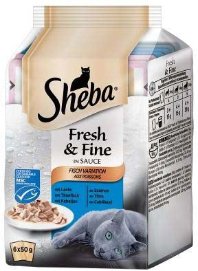 SHEBA Fresh&Fine Multipack za mačke Izbor ribe u sosu, 6x50g