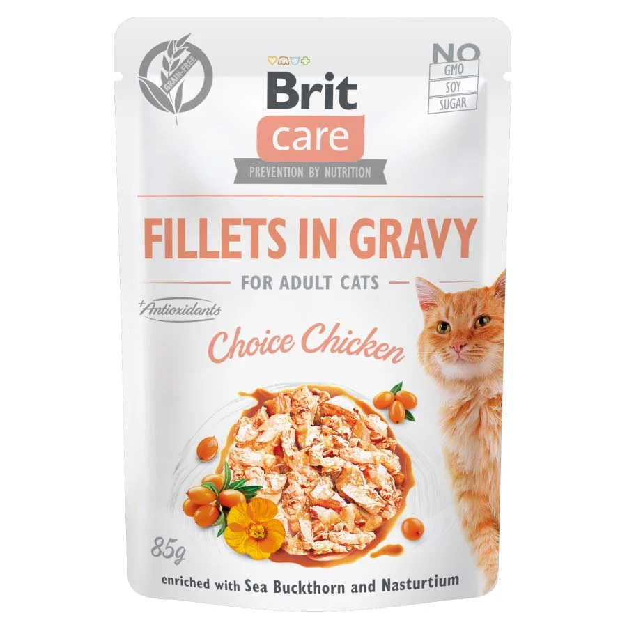 BRIT CARE kesica, fileti u sosu s piletinom, 85% mesa, 85g