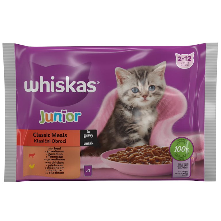 WHISKAS Multipack za mačiće JUNIOR Izbor u sosu, 4x85g