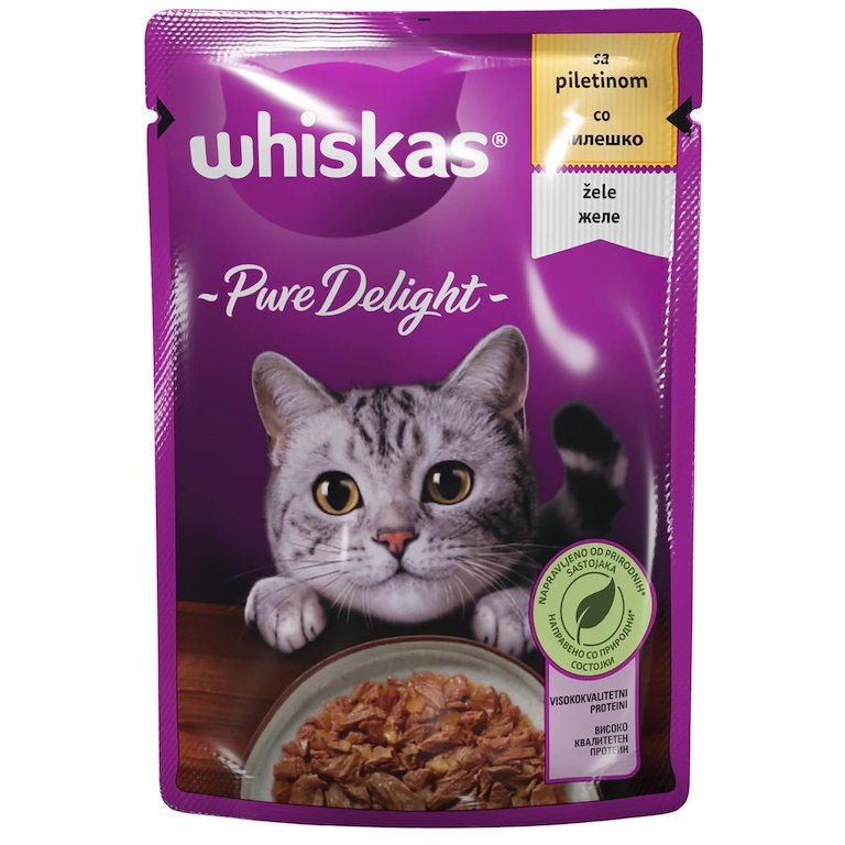 WHISKAS Pure Delighit Kesica za mačke s Adult piletinom u želeu, 85g