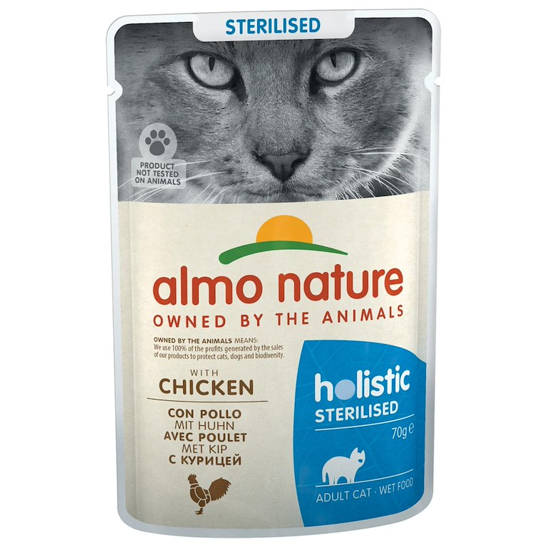 ALMO NATURE Holistic kesica za mačke Sterilised, Piletina, 70g