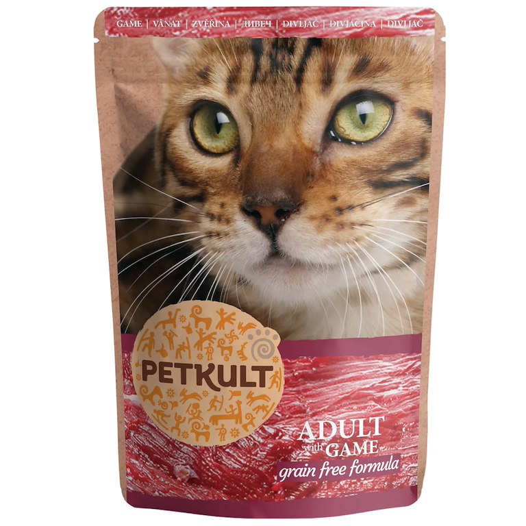 PETKULT kesica s mesnim komadićima, divljač, bez žitarica, 100g
