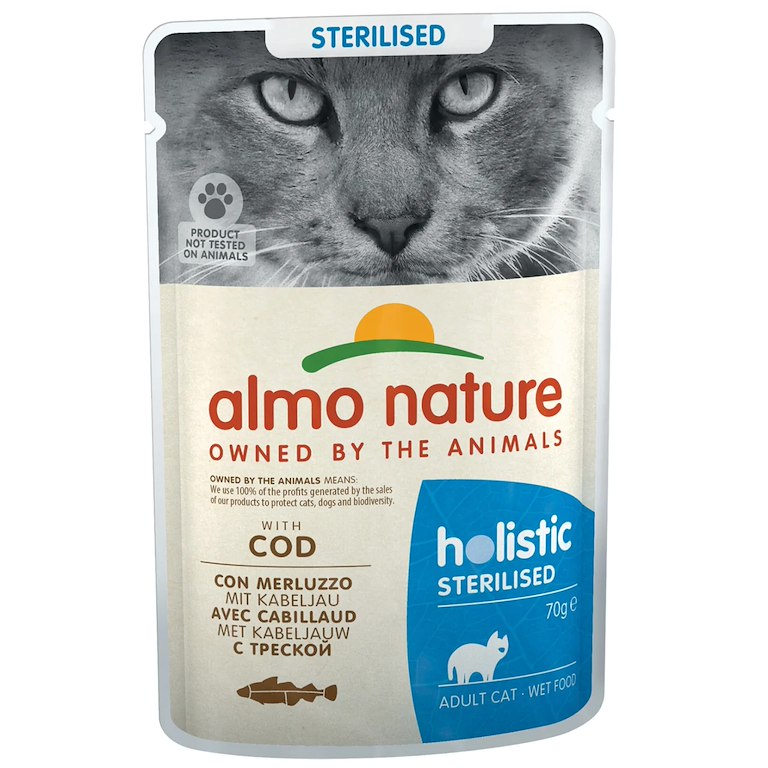 ALMO NATURE Holistic kesica za mačke Sterilised, Bakalar, 70g