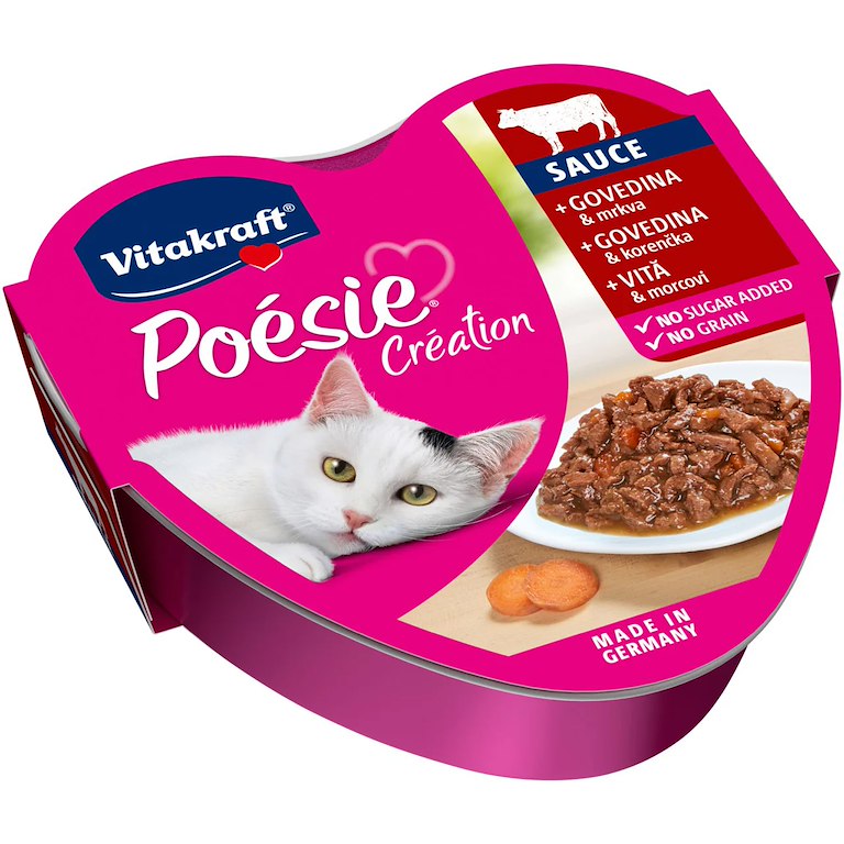 VITAKRAFT Posie Cration, govedina i šargarepa u sočnom sosu, za mačke, 85g