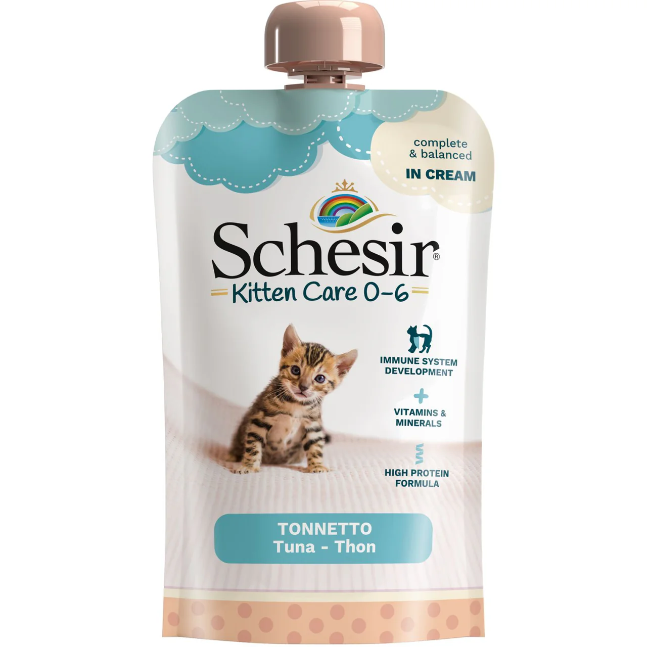 SCHESIR Cream za mačiće KITTEN (0-6m.) s tunjevinom, 150g