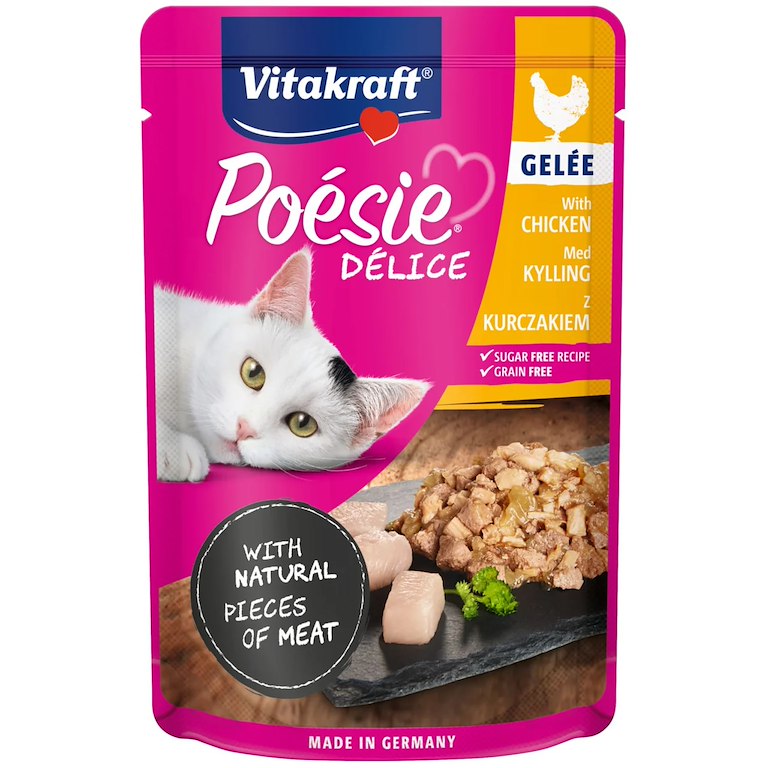 VITAKRAFT Posie Dlice, komadići piletine u ukusnom želeu, za mačke, 85g
