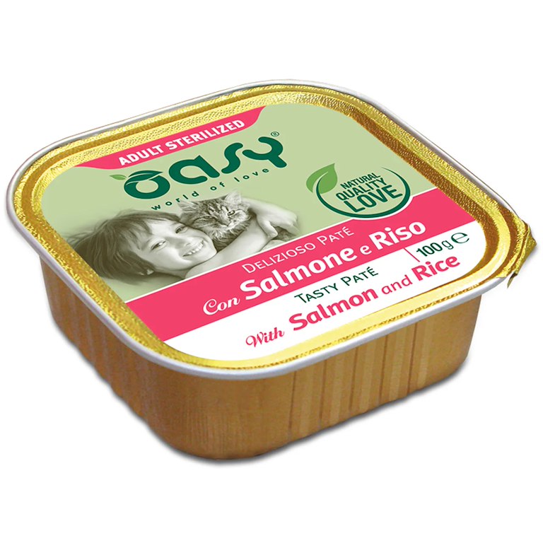 OASY Taste Pate Pašteta za mačke Sterilized s Lososom i pirinčem, 100g