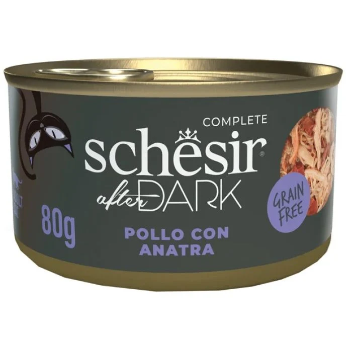 SCHESIR Afer Dark Konzerva za mačke s piletinom i pačetinom, 80g