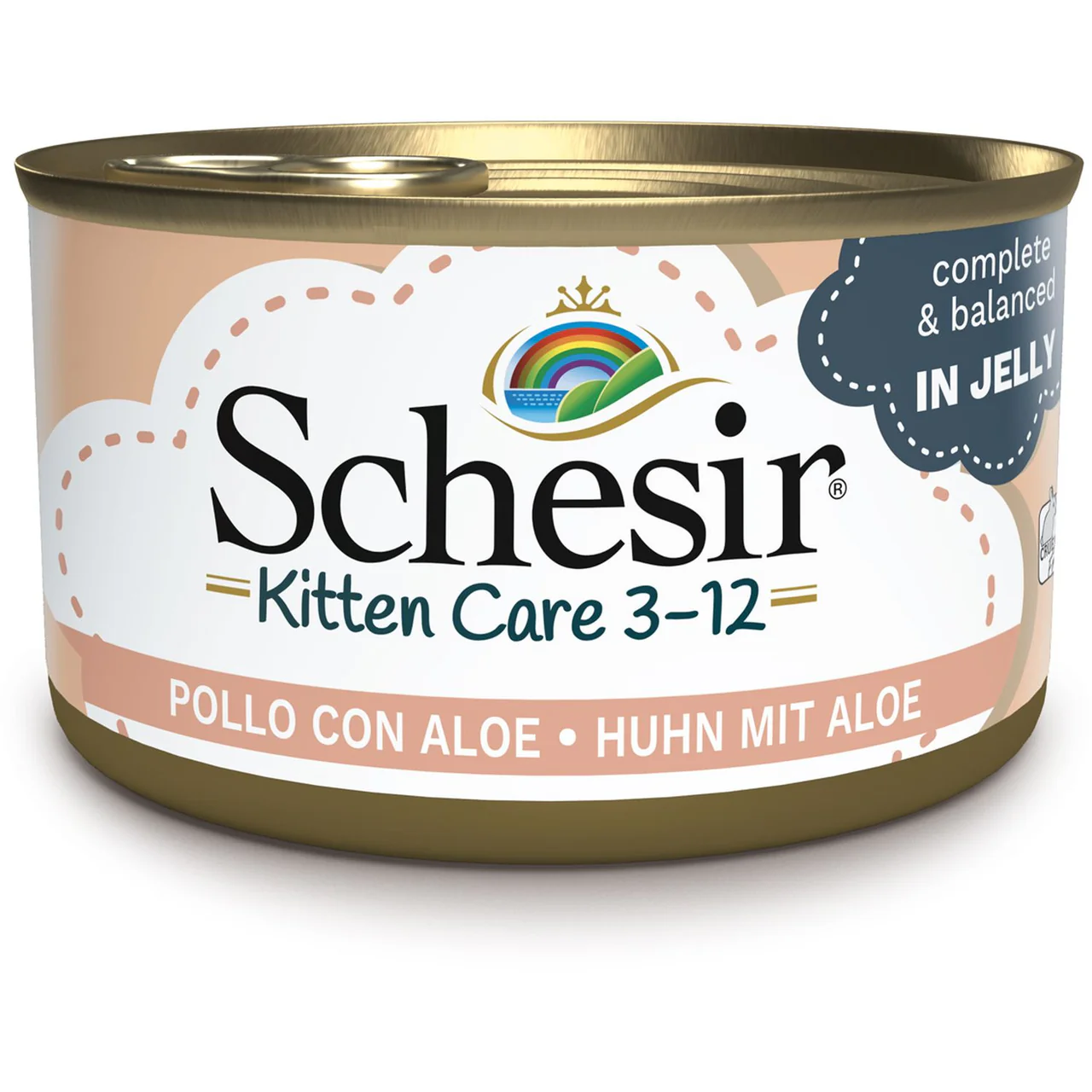 SCHESIR Konzerva za mačiće KITTEN (3-12m.) s piletinom i alojom, u želeu 85g
