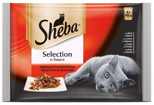 SHEBA Selection Multipack za mačke Izbor mesa u sosu, 4x85g