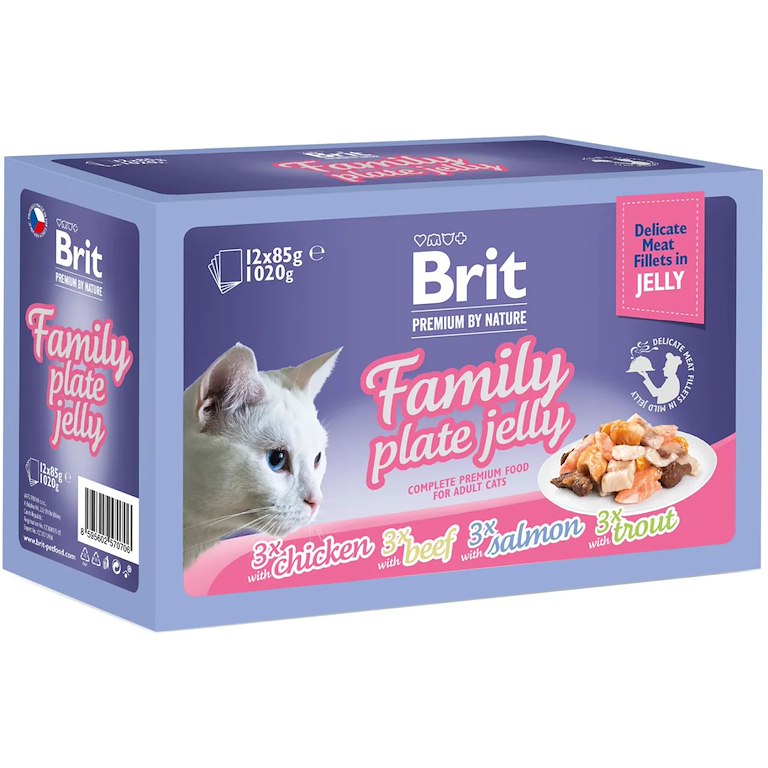 BRIT PREMIUM kesice, nežni fileti u želeu Family Plate, (12x85g) 1020g
