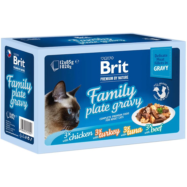 BRIT PREMIUM kesice, nežni fileti u sosu Family Plate, (12x85g) 1020g