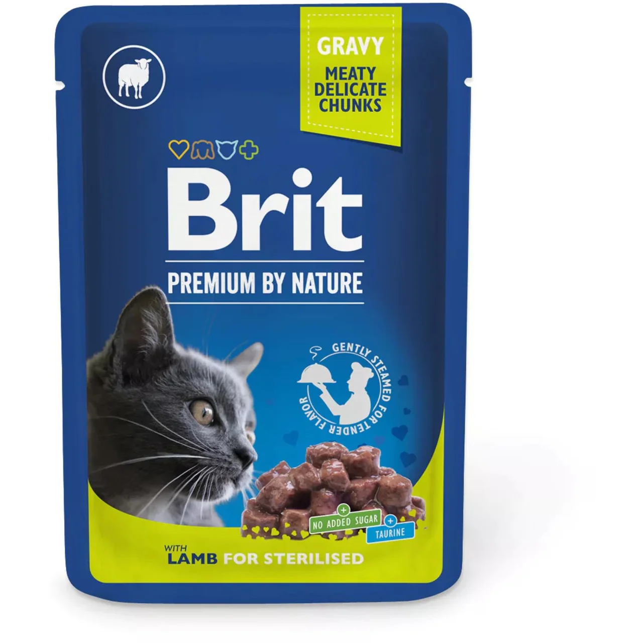 BRIT PREMIUM kesica, sočni komadići, Sterilised, jagnjetina, 100g