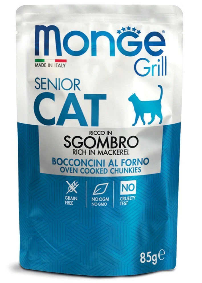 MONGE Grill Sos za starije mačke SENIOR, sa skušom, 85g
