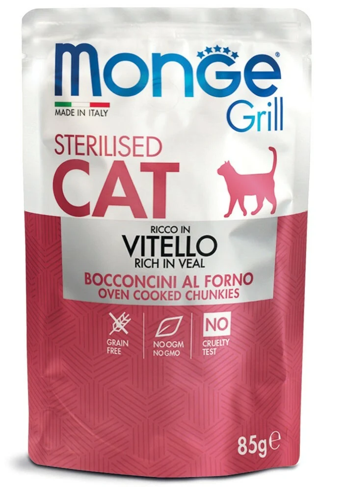MONGE Grill Sos za sterilisane mačke, s govedinom, 85g