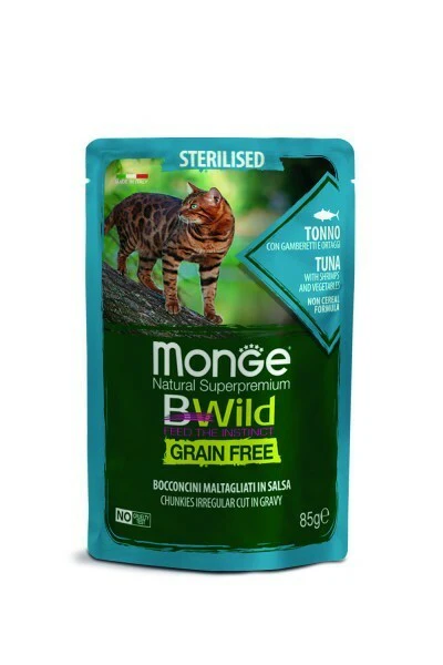 BWILD Sos za sterilisane mačke, Tuna s račićima i povrćem, 85g