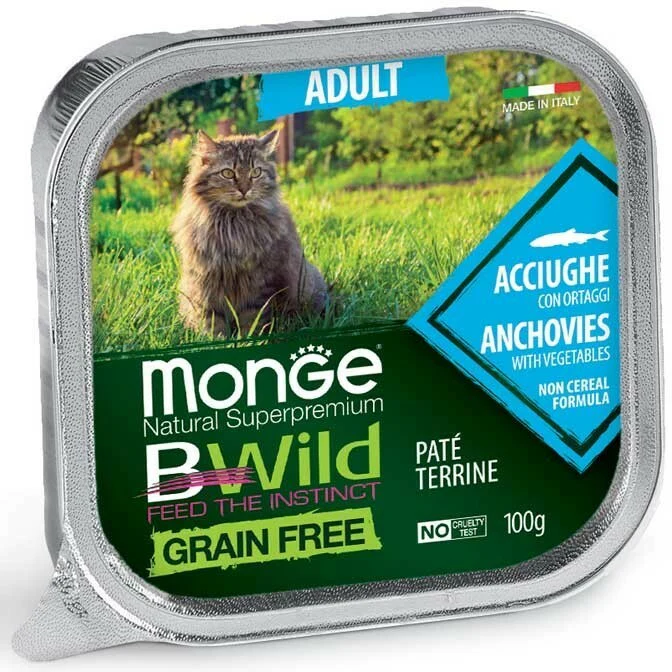 BWILD Pašteta za odrasle mačke, inćun i povrće, 100g