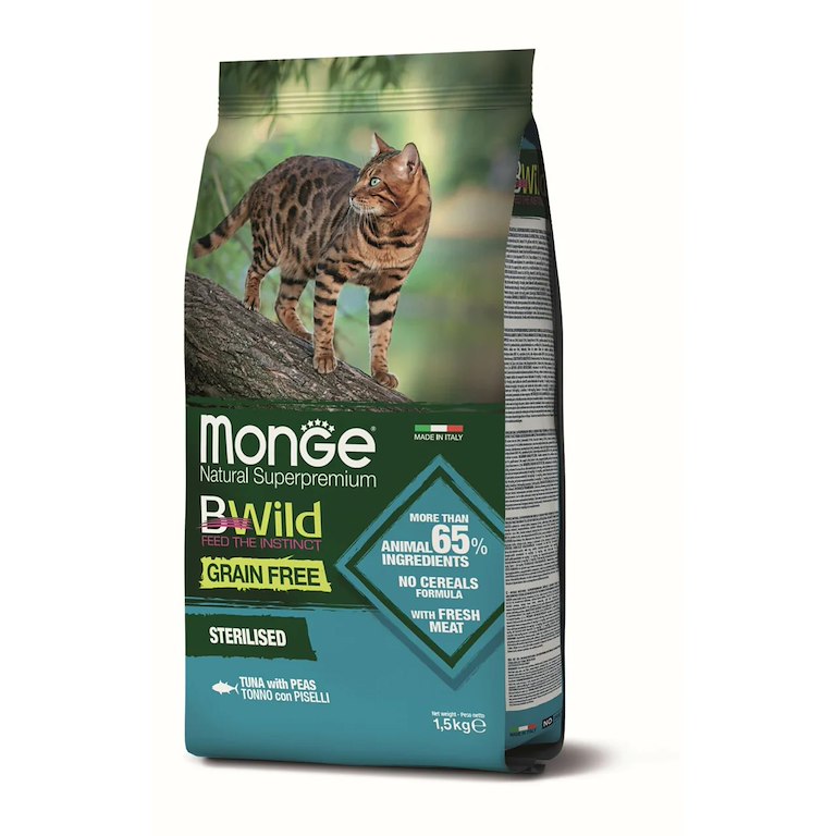 BWILD Hrana za sterilisane mačke Grain Free, Tunjevina i grašak, 1,5kg