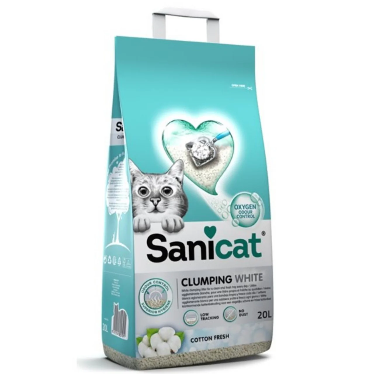 SANICAT Cotton fresh grudvajući mineralni posip za mačke, s mirisom, 20L