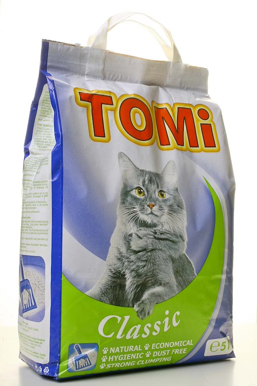 TOMI Classic, grudvajući mineralni posip za mačke, bez mirisa, 5L