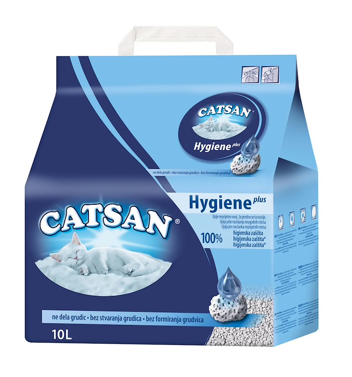 CATSAN Hygiene Plus upijajući mineralni posip za mačke, bez mirisa, 10L