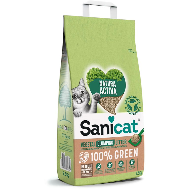 SANICAT Natura Activa grudvajući biljni posip za mačke, bez mirisa 2,5kg