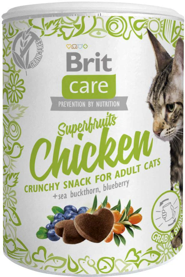 BRIT CARE Superfruits, hrskava poslastica za mačke s piletinom, 100g