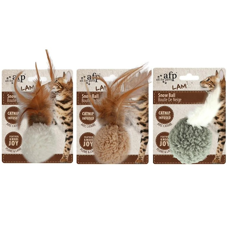 ALL4PAWS LambsWool Igračka za mačke Lopta Snežna, Catnip, 3cm, raznih boja