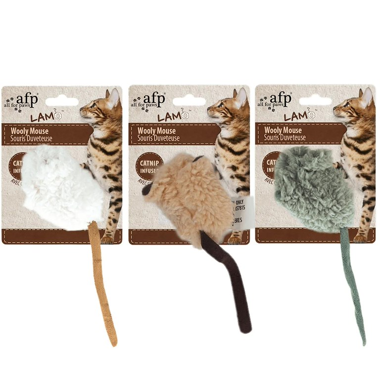 ALL4PAWS LambsWool Igračka za mačke Miš krzneni, Catnip, 3cm, raznih boja