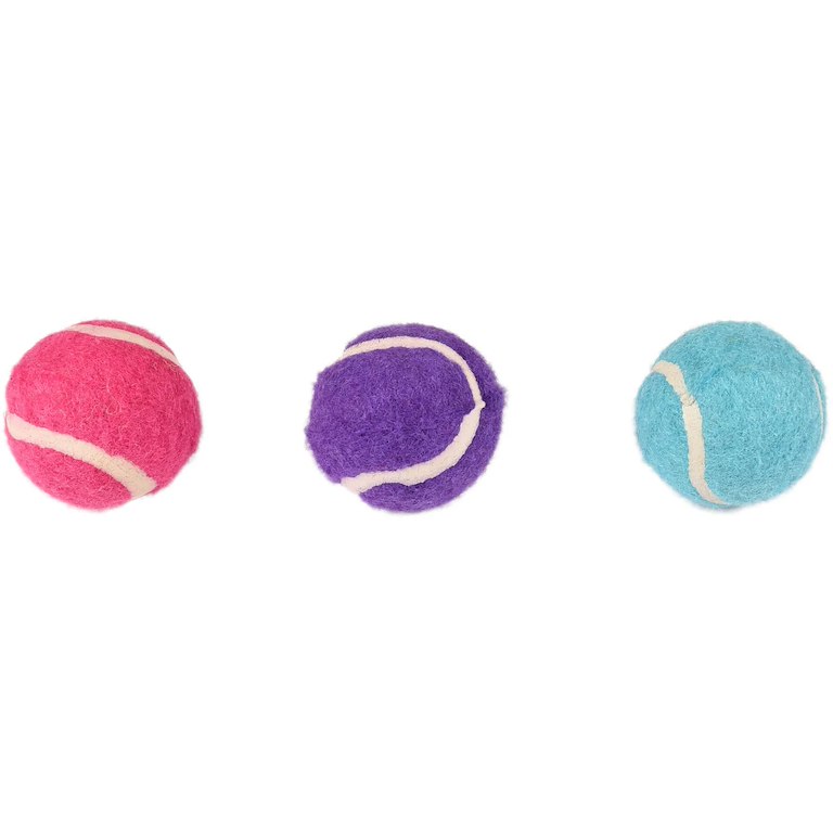 FLAMINGO Igračka za mačke Tenis Loptica 3 kom pliš zvonce, 4cm, raznih boja