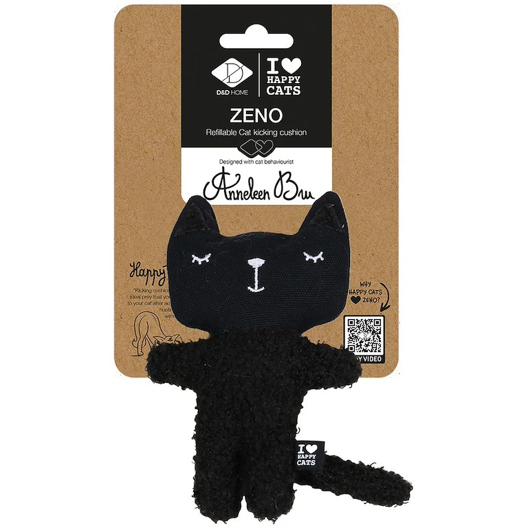 I LOVE Happy Cats Igračka za mačke Zeno, plišana, Crna, 17cm