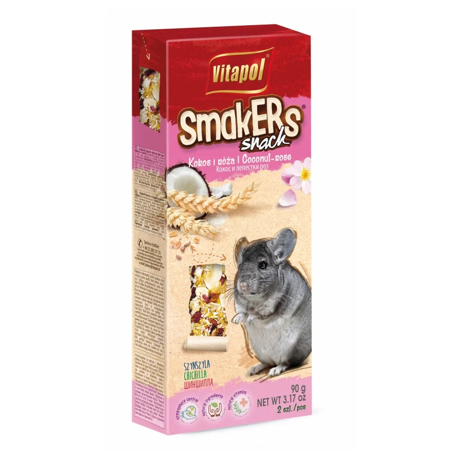 VITAPOL Smakers Štapići za činčile Kokos/Ružine latice 2kom, 90g