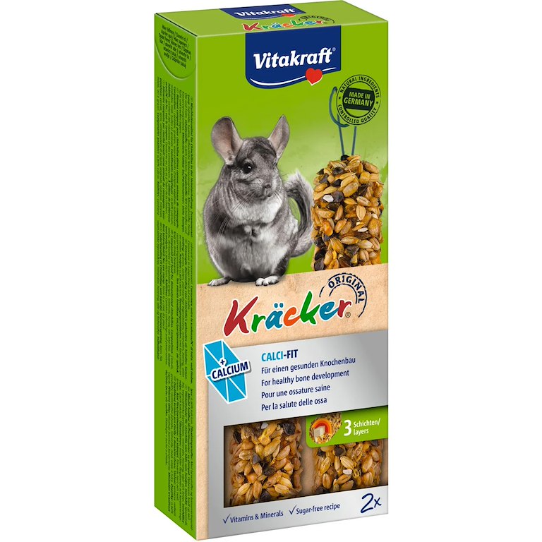 VITAKRAFT Krcker hrskavi štapići za činčile, s kalcijumom za kosti, 2kom, 168g