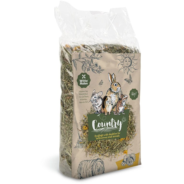 WITTE MOLEN Country Seno za glodare, s maslačkom, 500g