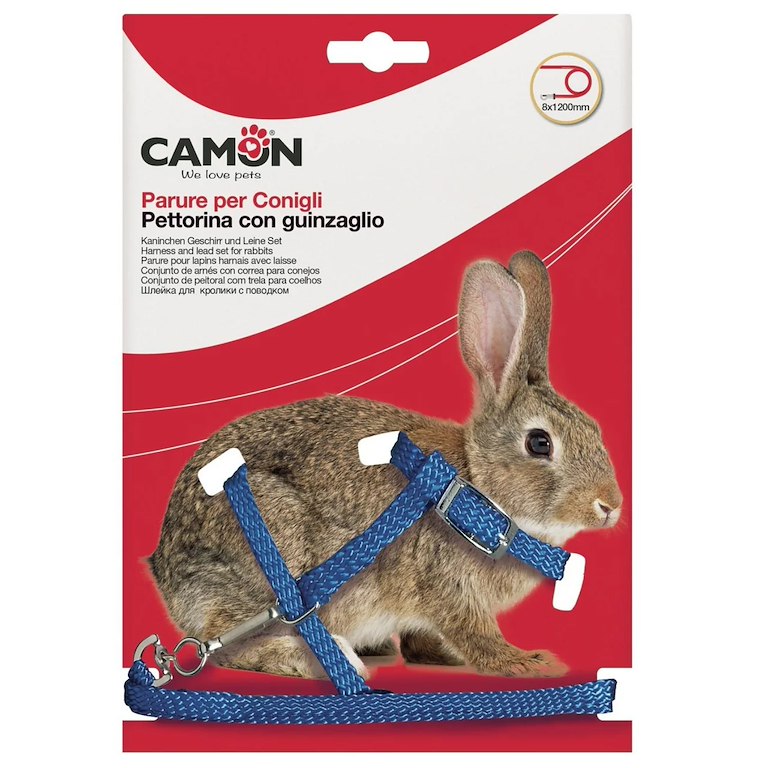 CAMON Am sa povodnikom za kuniće Basic Rabbit 8x1200mm, raznih boja