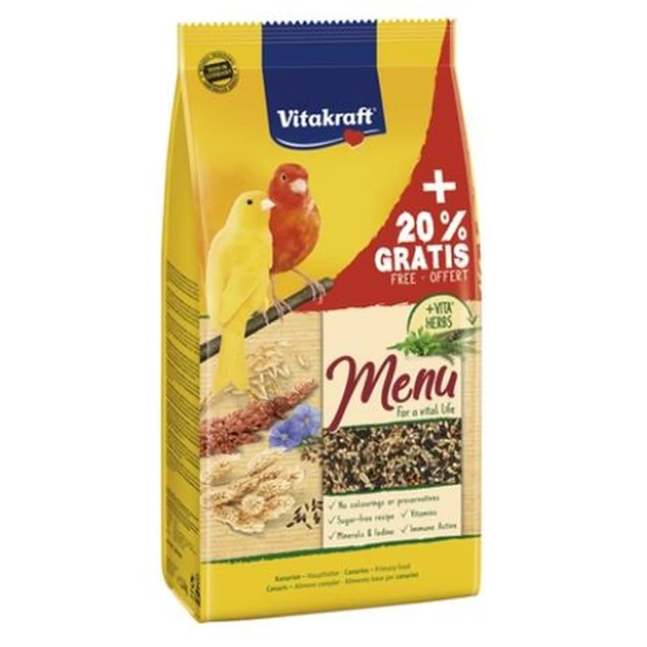 VITAKRAFT Menu kompletna hana za kanarince, mešavina semenki, 1kg + 20% gratis