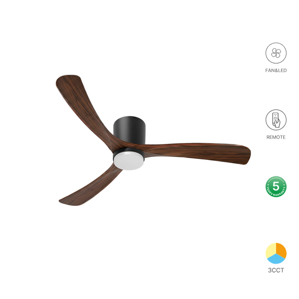 BRAYTRON Plafonski ventilator BRY-FANCY-48″-18+30W-3IN1-RMT-BLC-WDN-IP20