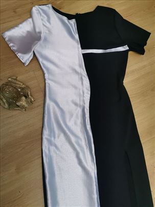Crno bela duga haljina